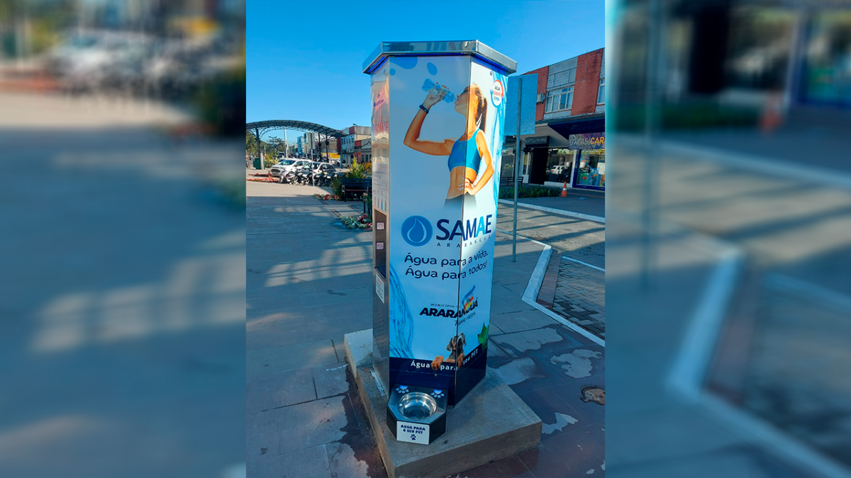 Totem de água já está implantado no calçadão - Uaaau!